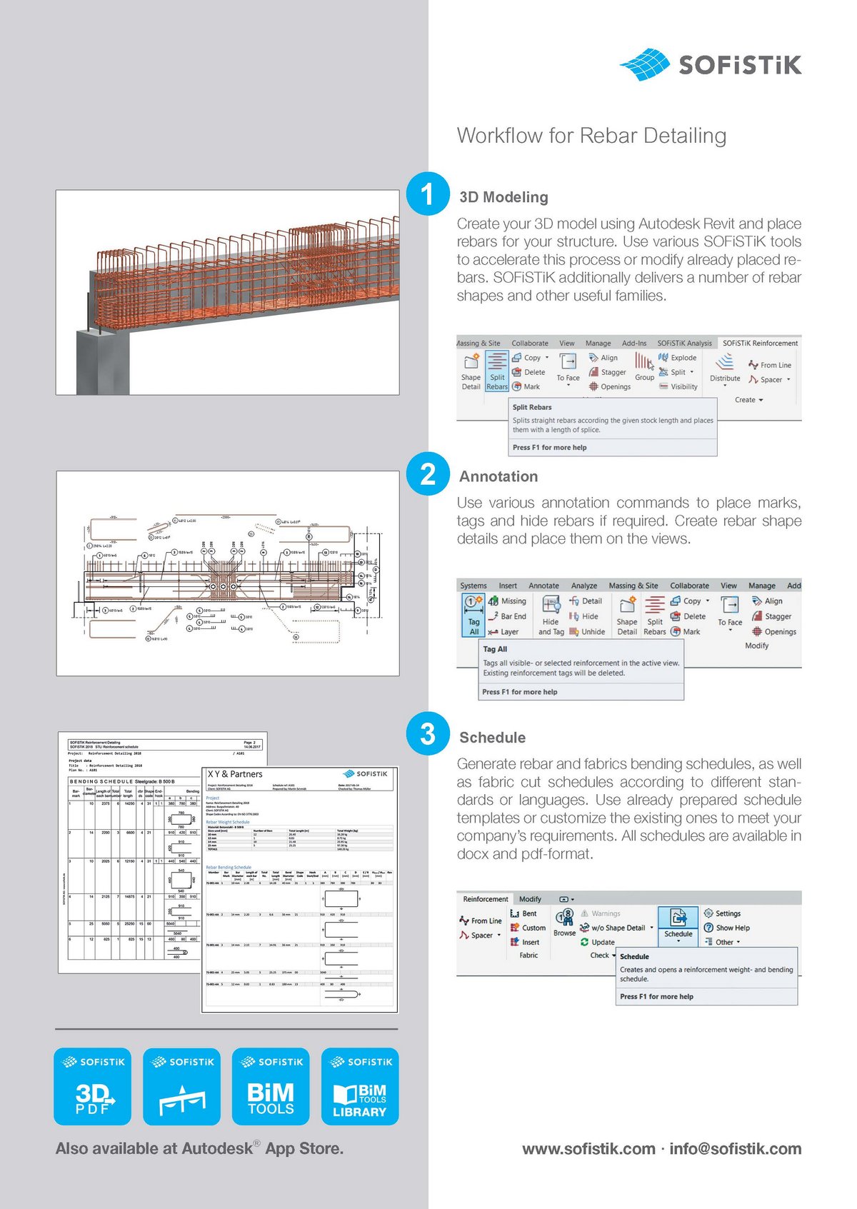 3D Reinforcement and Plan Derivation based on Revit with SOFiSTiK Reinforcement