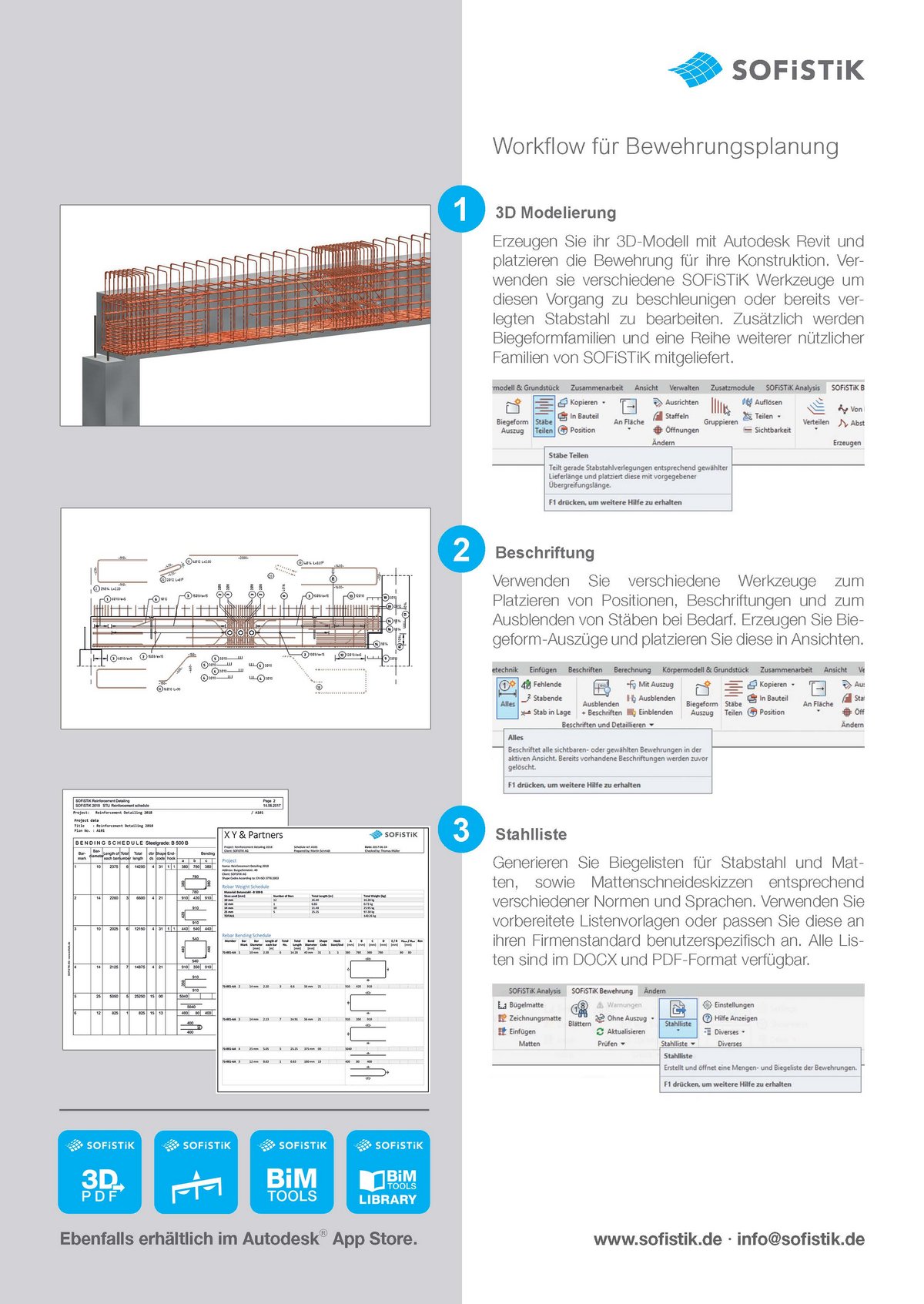 3D Bewehrung und Planableitung auf Revit Basis mit SOFiSTiK Reinforcement